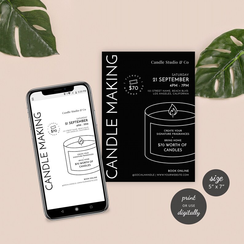 Candle Making Flyer Template, Candle Class Promo Flyer, Editable Candle ...