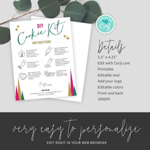 Christmas DIY Cookie Kit Instructions, Holiday Cookie Decorating Pack ...