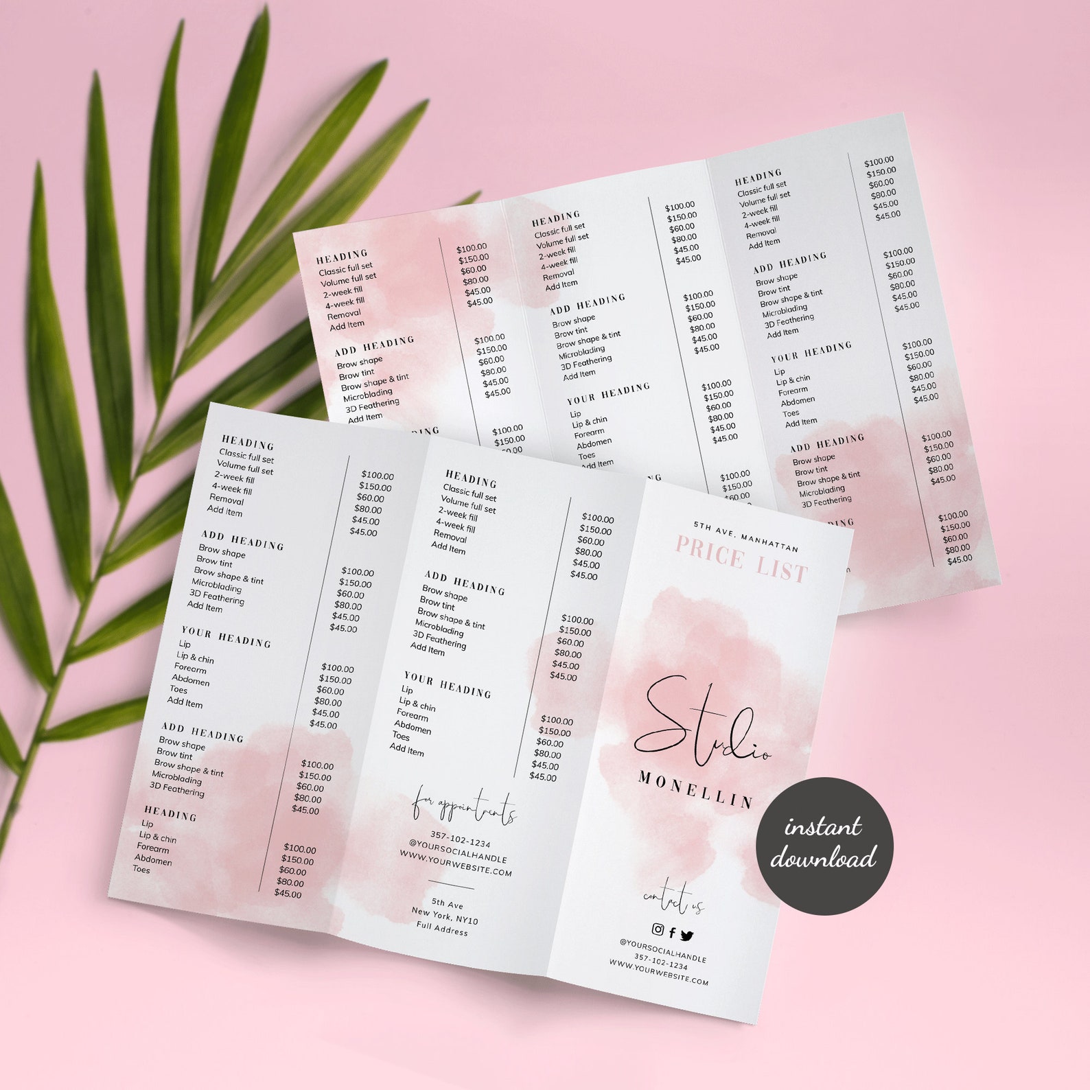 Tri-fold Price List Template DIY Business Price List Beauty - Etsy