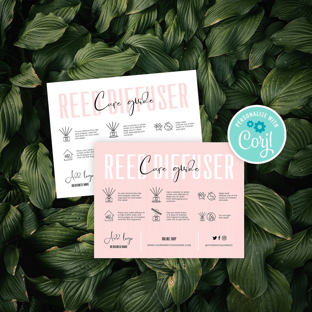 Reed Diffuser Care Guide Template, Custom Room Diffuser Care Guide ...