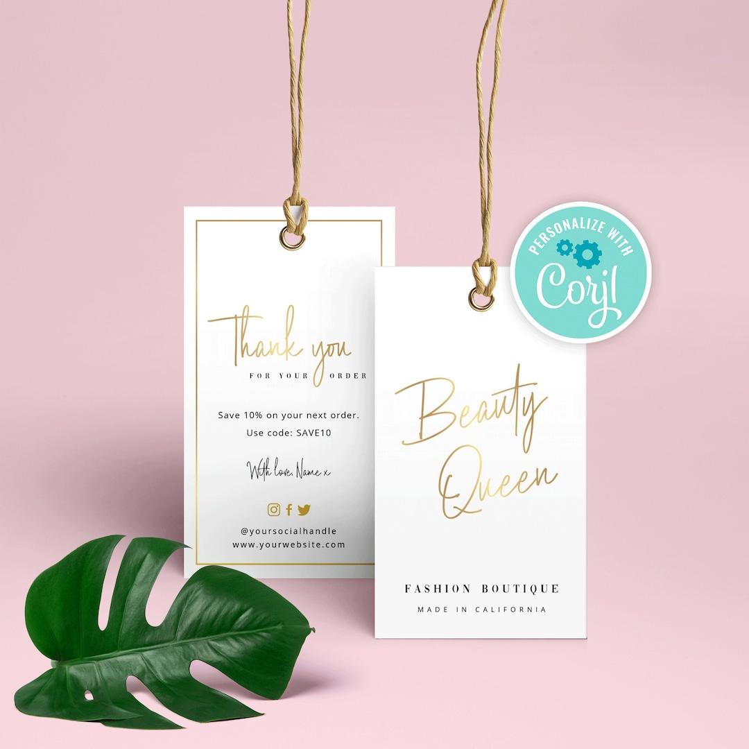 Faux Gold Hang Tag Template, Metallic Effect Thank You Swing Tag ...