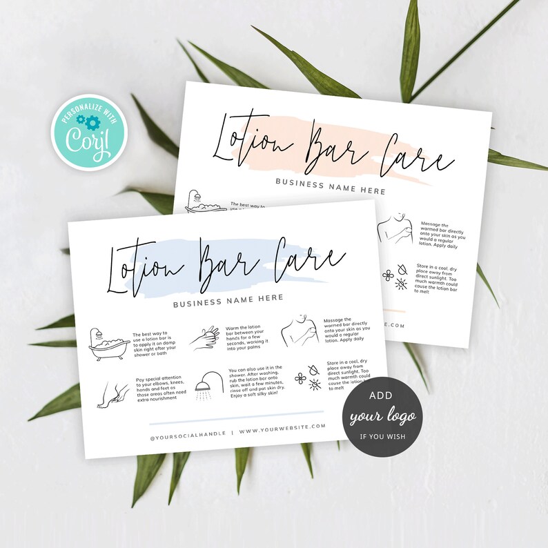 Editable Lotion Bar Care Card Template Solid Body Butter - Etsy
