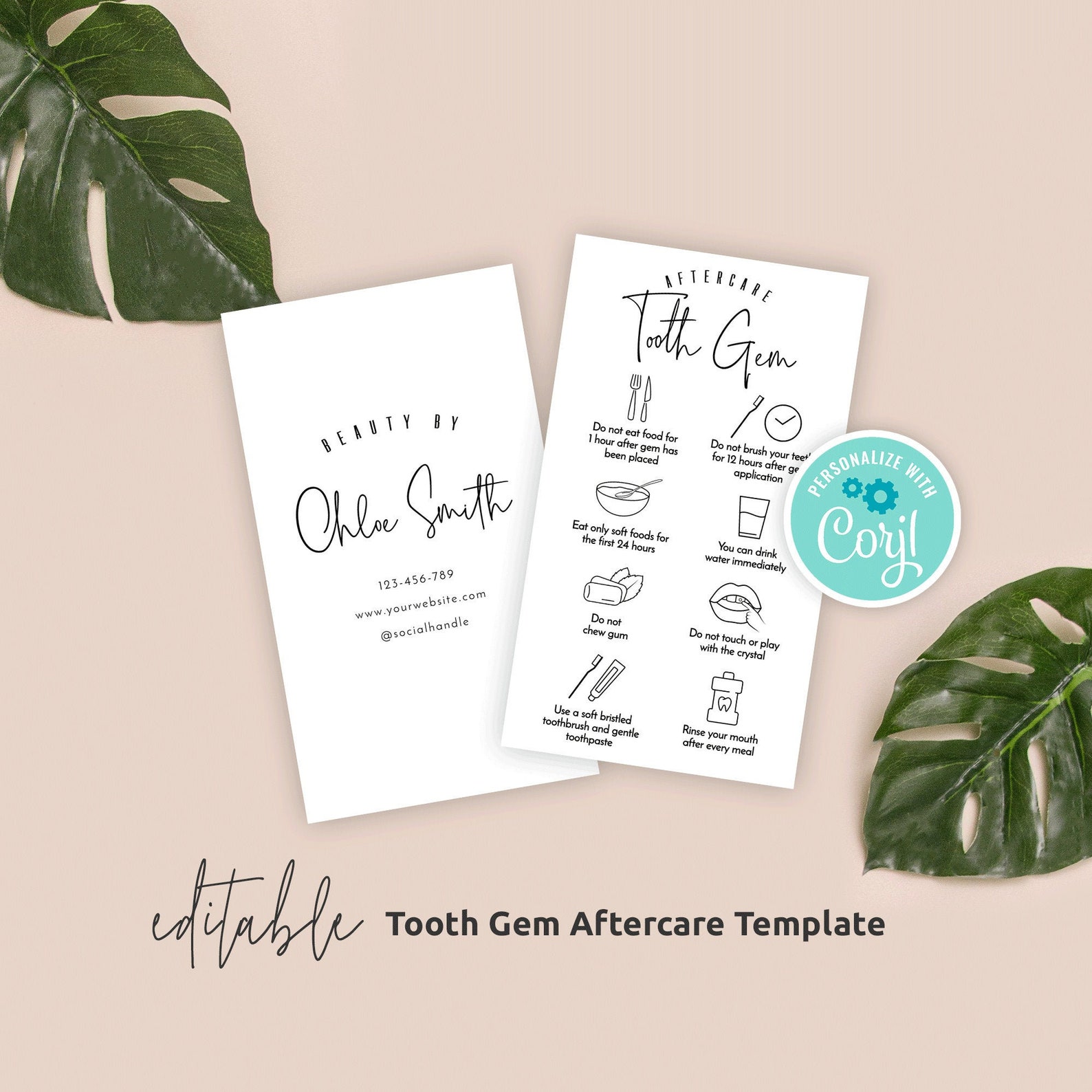 Minimal Tooth Gem Aftercare Template Custom Teeth Crystals | Etsy