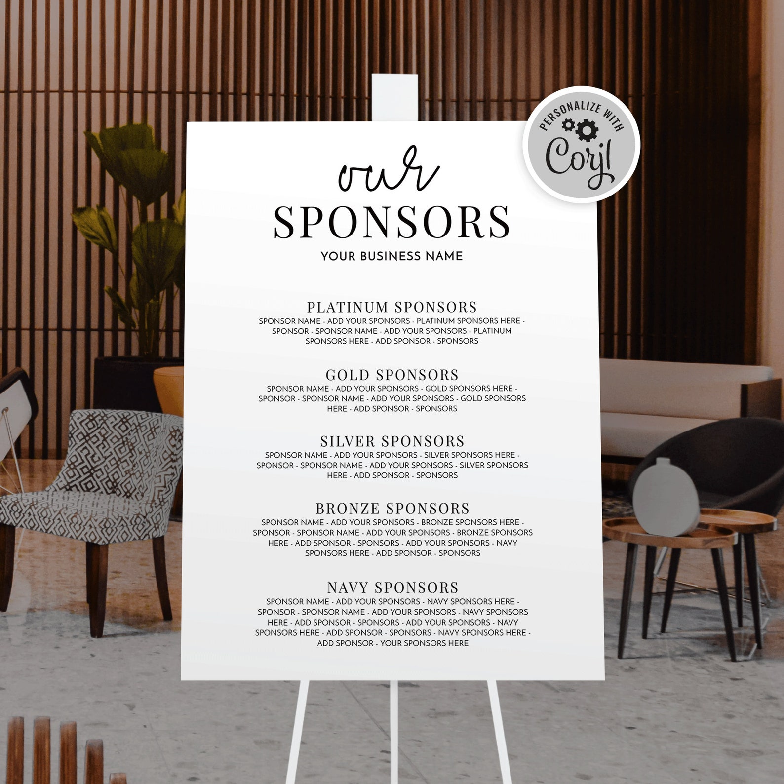 Company Sponsors Sign Template, Minimalist Fundraiser Sponsors List ...
