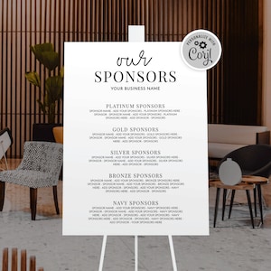 Company Sponsors Sign Template, Minimalist Fundraiser Sponsors List ...