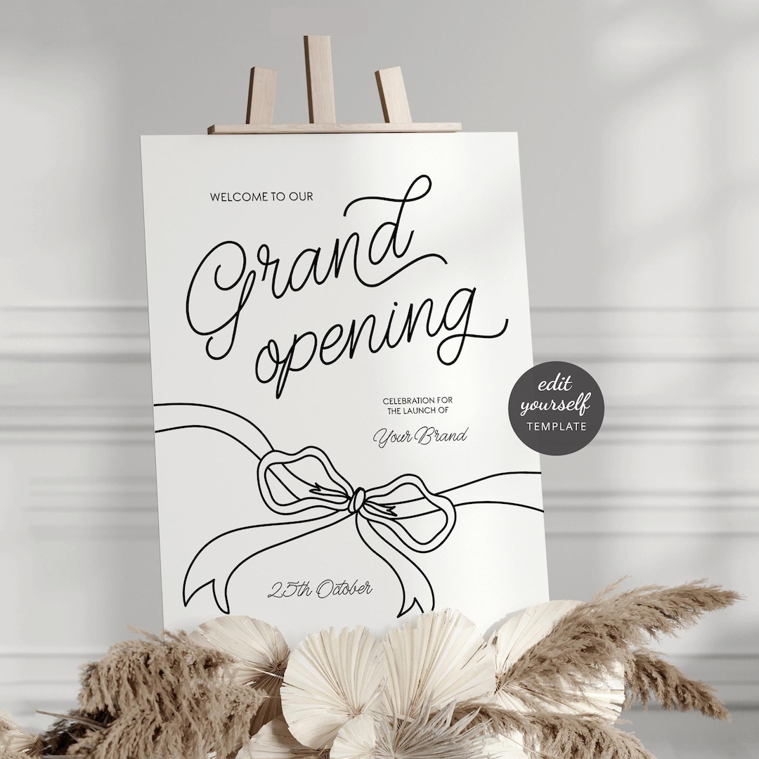 Whimsical Grand Opening Welcome Sign Template, Minimalist Business ...