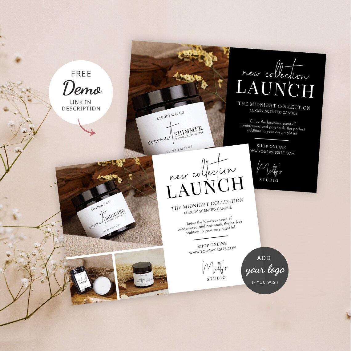 Product Launch Flyer Template, New Collection Announcement Card ...