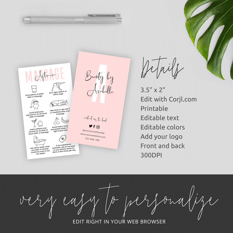 Massage Aftercare Template Editable Massage After Care Guide - Etsy