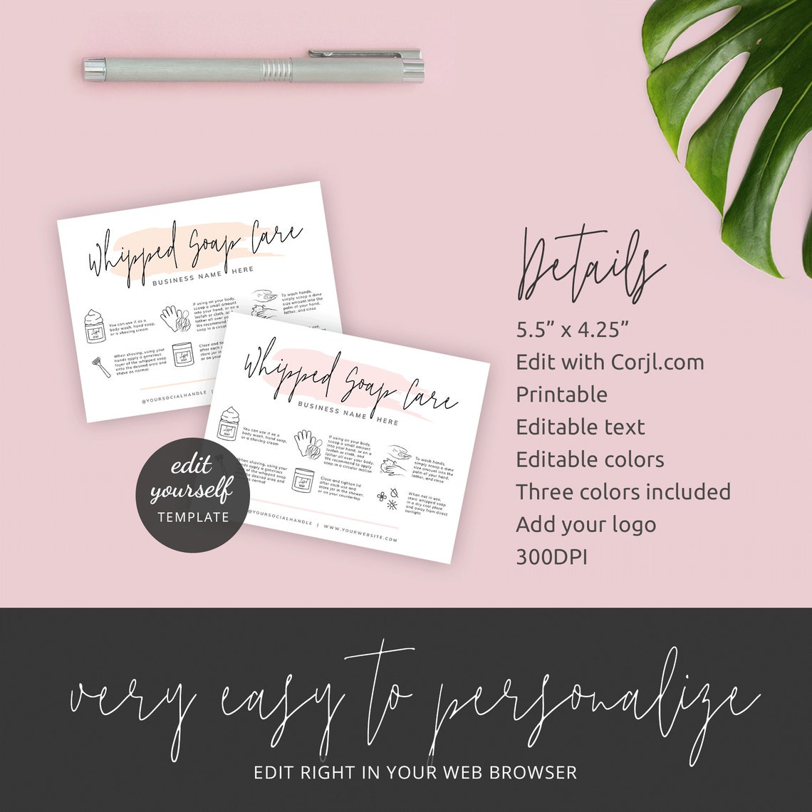 Whipped Soap Care Guide Template Custom Bath Butter Care | Etsy