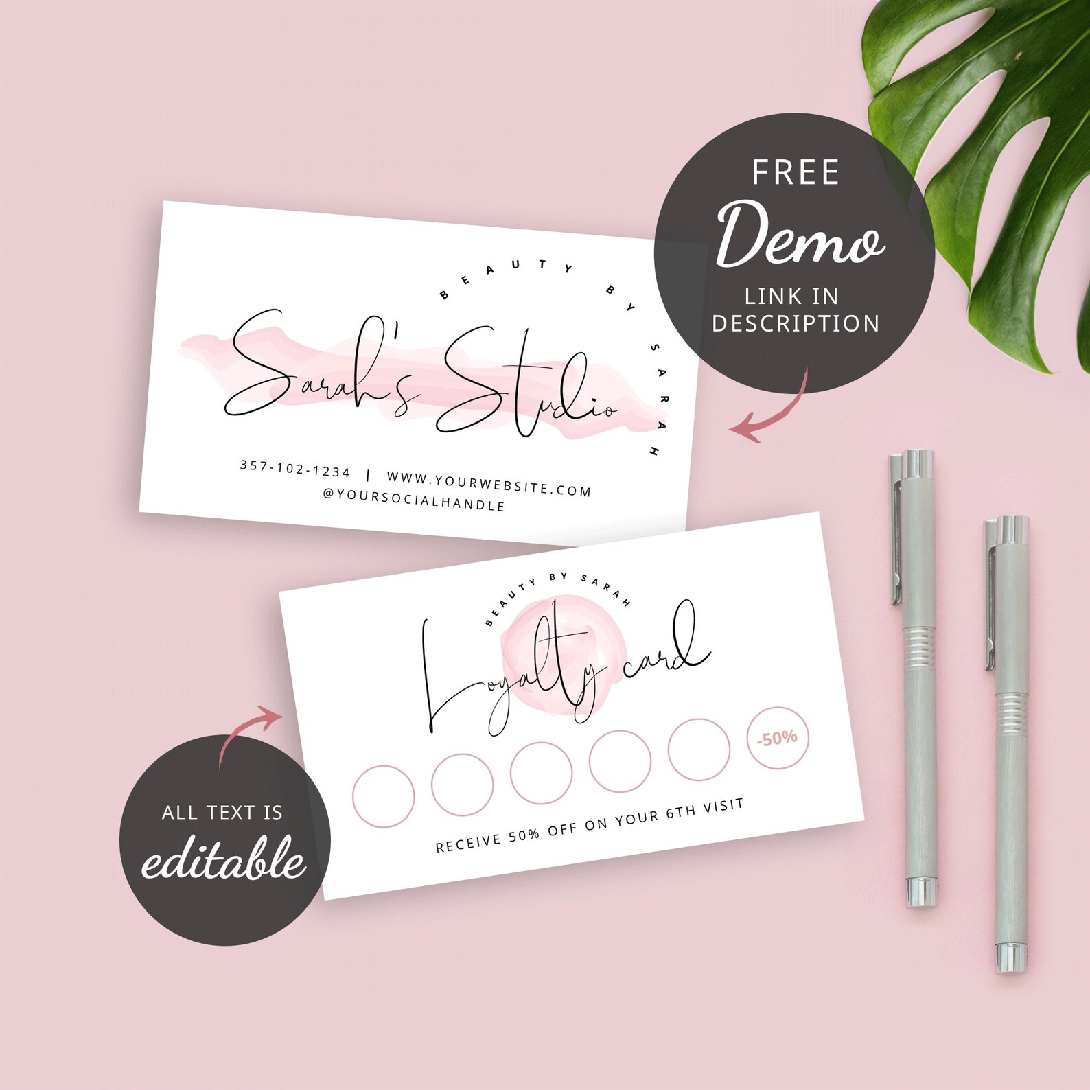 Editable Loyalty Cards, DIY Rewards Card Template, Beauty Salon Loyalty ...