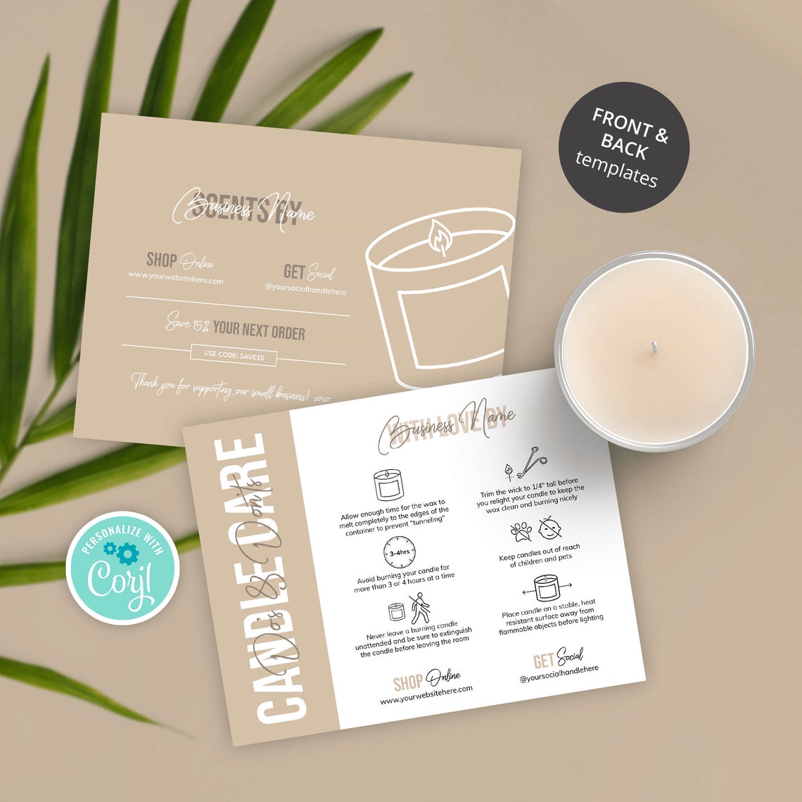 Modern Candle Care Card Customizable Candle Safety Guide - Etsy