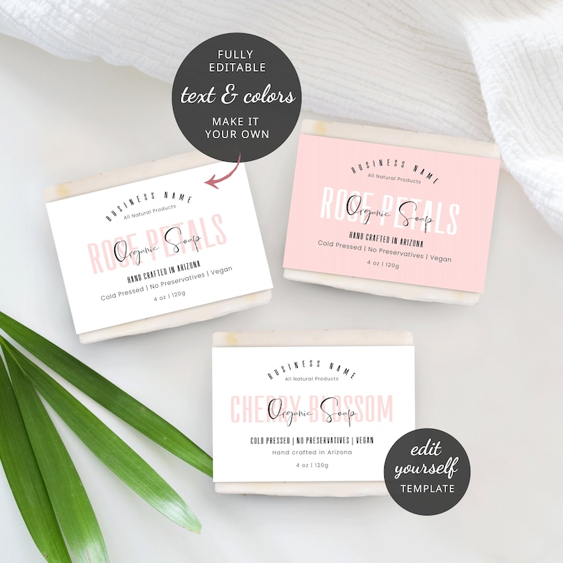 Editable Soap Label Template, Feminine Soap Belly Band Label 9"x2 ...