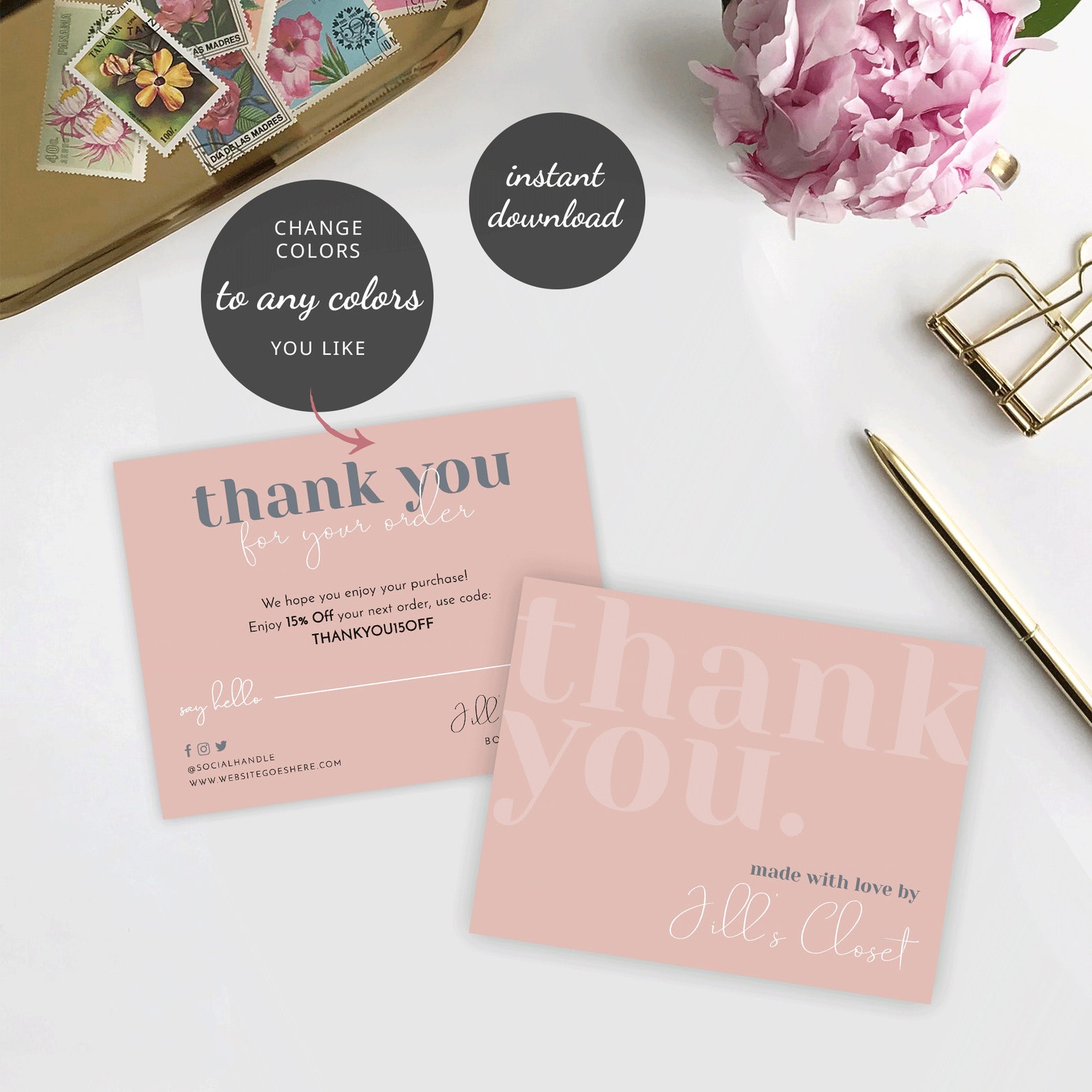 Thank You for Order Card Template Custom Thank You Note Card - Etsy