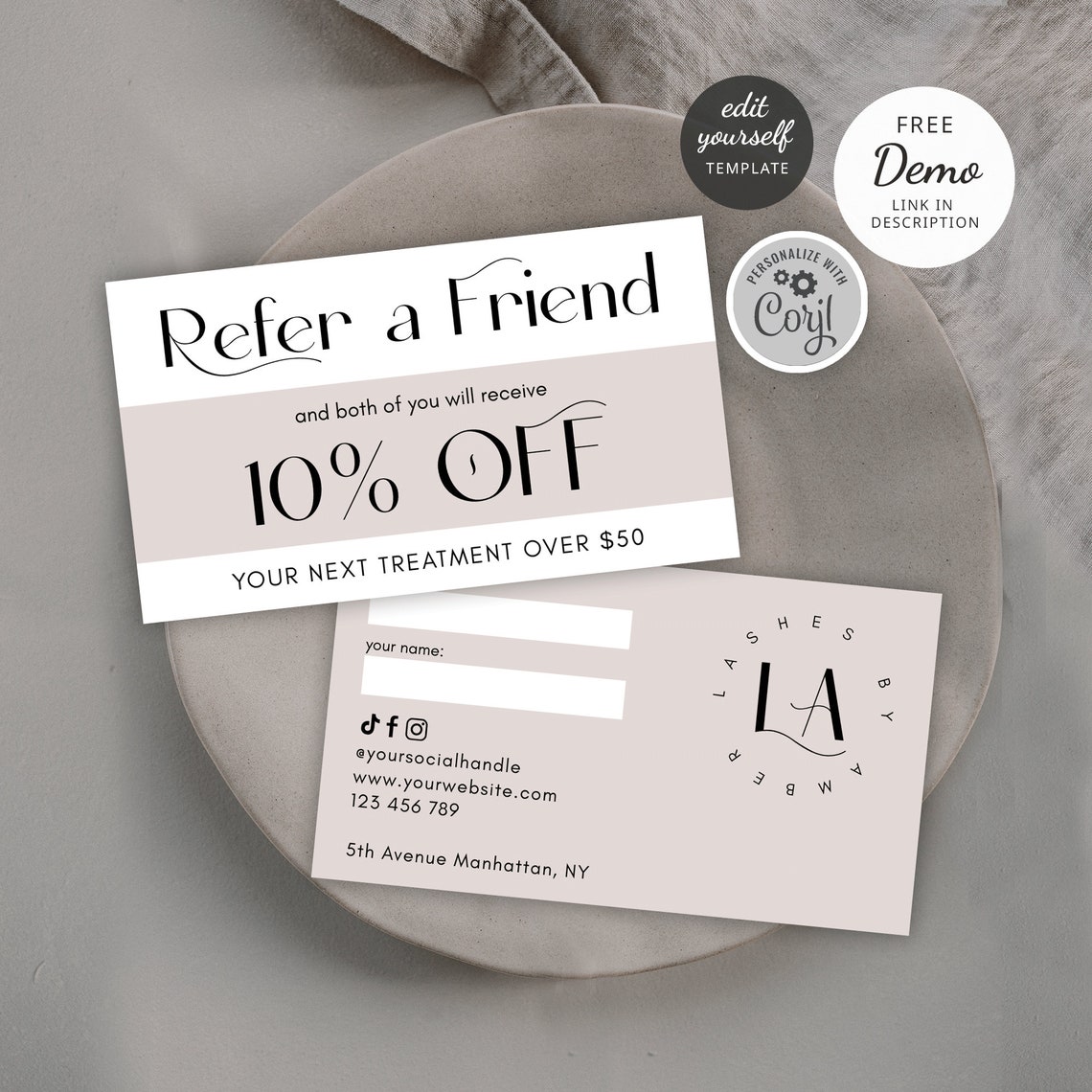 Refer a Friend Template Editable Client Referral Card - Etsy