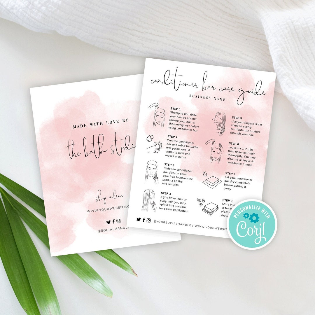 Conditioner Bar Care Guide Template, Editable Solid Conditioner Care ...