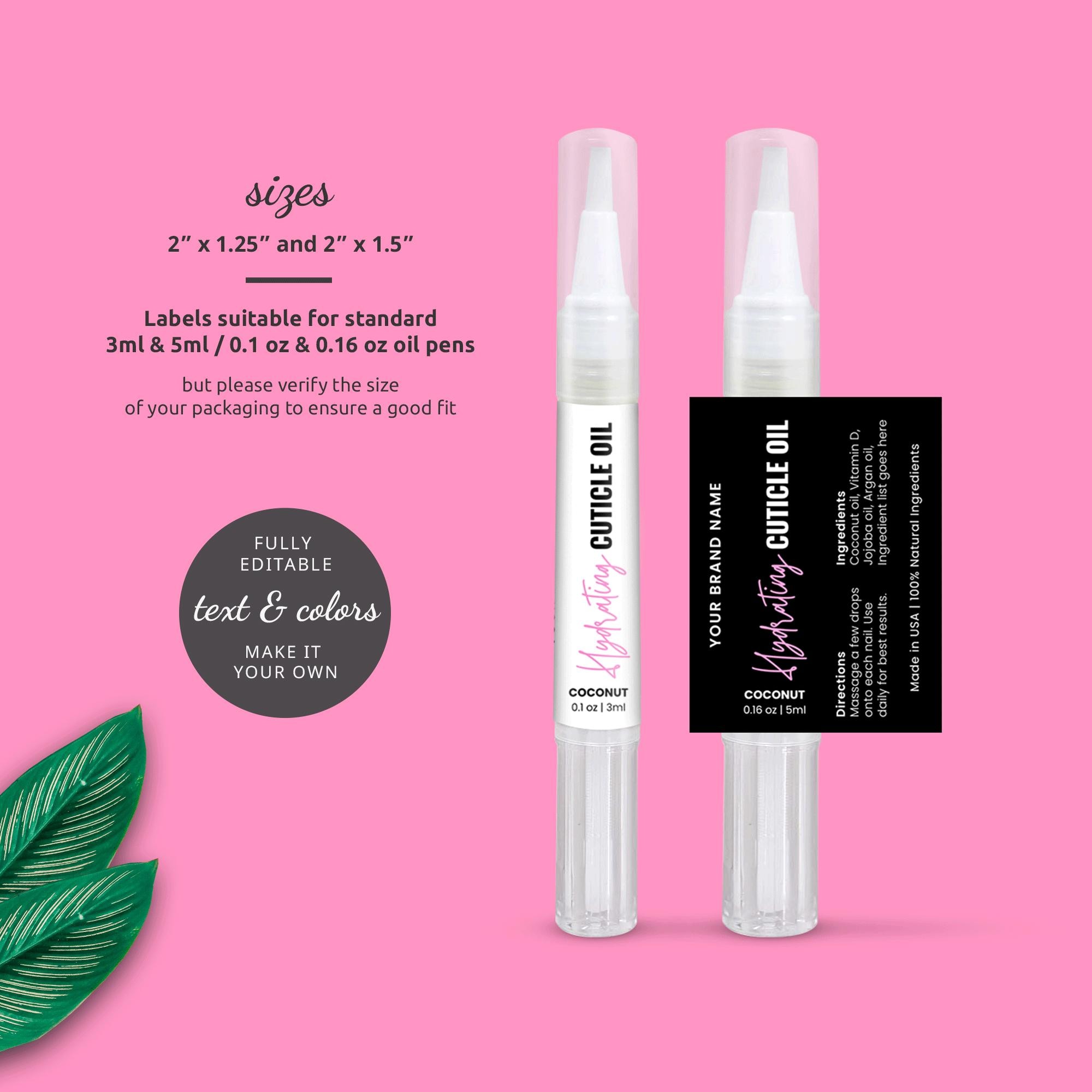 Cosmetic Twist Pen Label Template Canva, Girly Pink & Black, 3ml 5ml ...