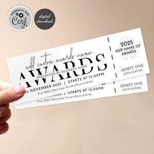 Minimalist Awards Ticket Template, Awards Night Entrance Token ...