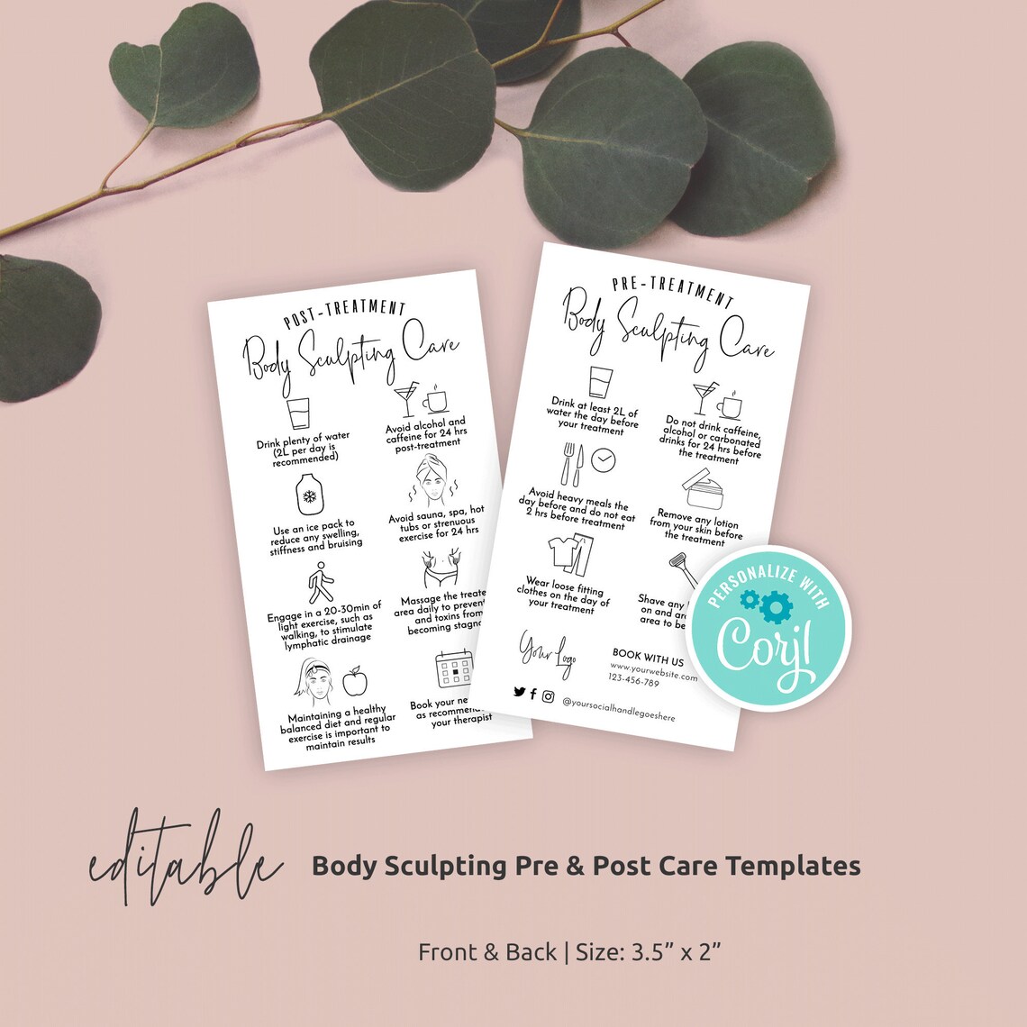 Minimal Body Sculpting Care Guide, Editable Body Contouring Pre & Post ...