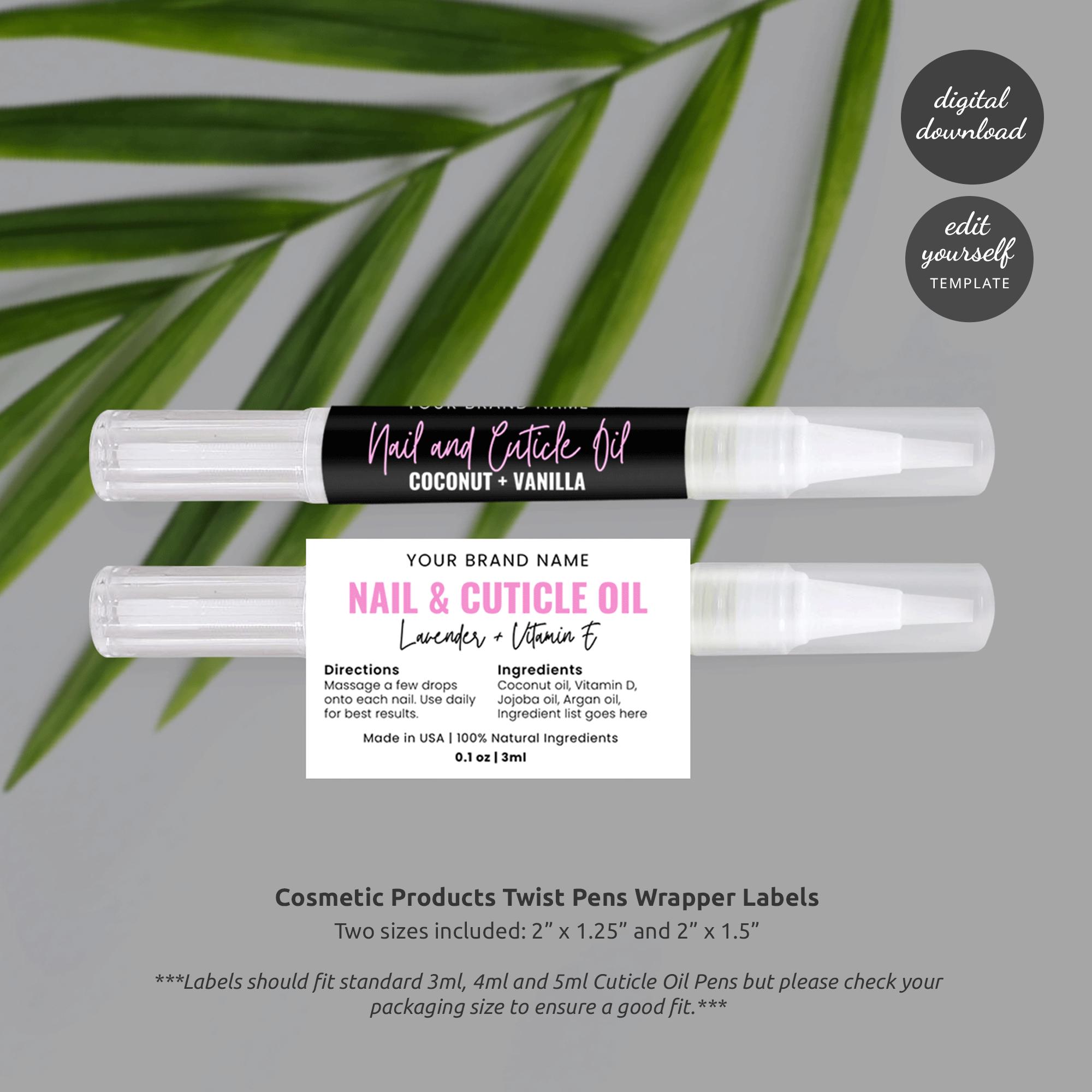 Cosmetic Twist Pen Label Template Canva, Girly Pink & Black, 3ml 5ml ...