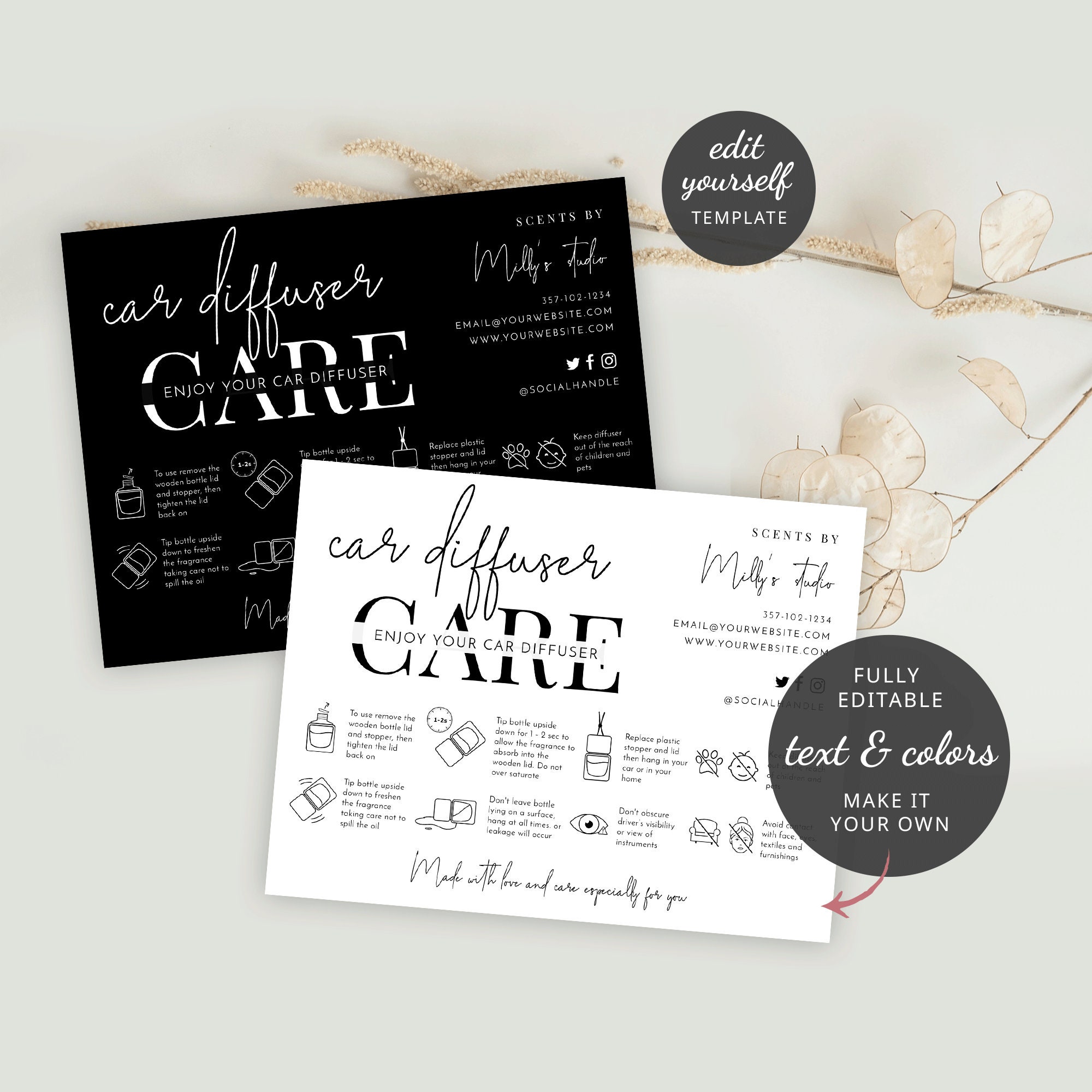 Car Diffuser Safety Guide Template Hanging Oil Diffuser Care - Etsy