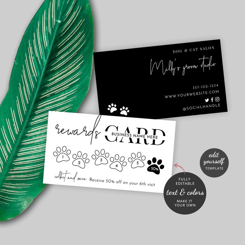 Dog Groomer Loyalty Card Template Editable Pet Salon Rewards - Etsy