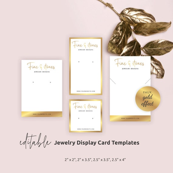 Printable Jewelry Display Cards Faux Gold Earrings Display - Etsy