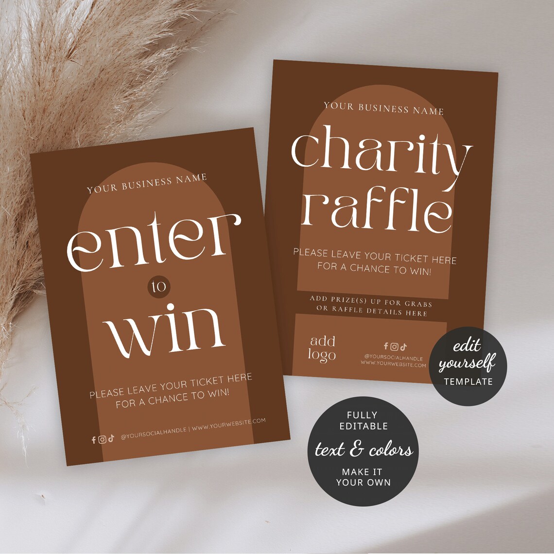 Boho Raffle Sign Canva Template, Custom Enter to Win Poster Terracotta ...
