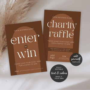 Boho Raffle Sign Canva Template, Custom Enter to Win Poster Terracotta ...