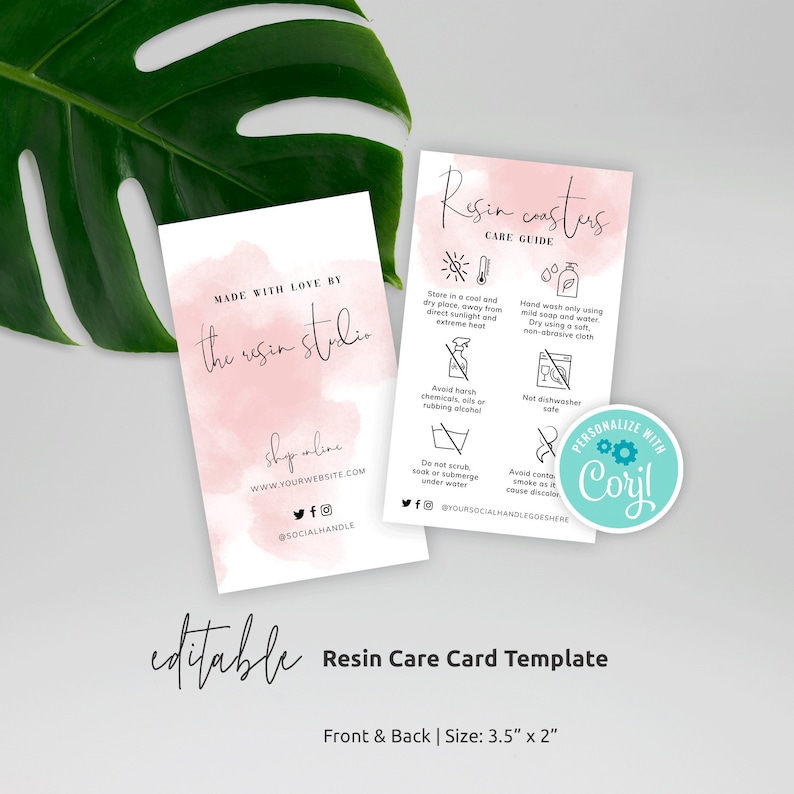 Resin Coasters Care Guide Template Editable Resin Art Care | Etsy