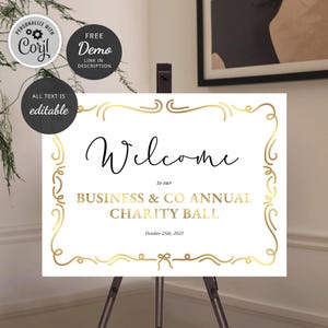 Business Event Welcome Sign Template, Navy & Gold Elegant Design ...