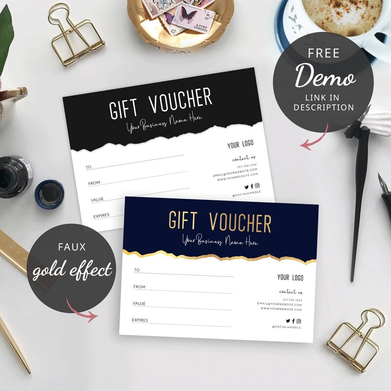 DIY Gift Certificate Template, Editable Gift Voucher Design ...