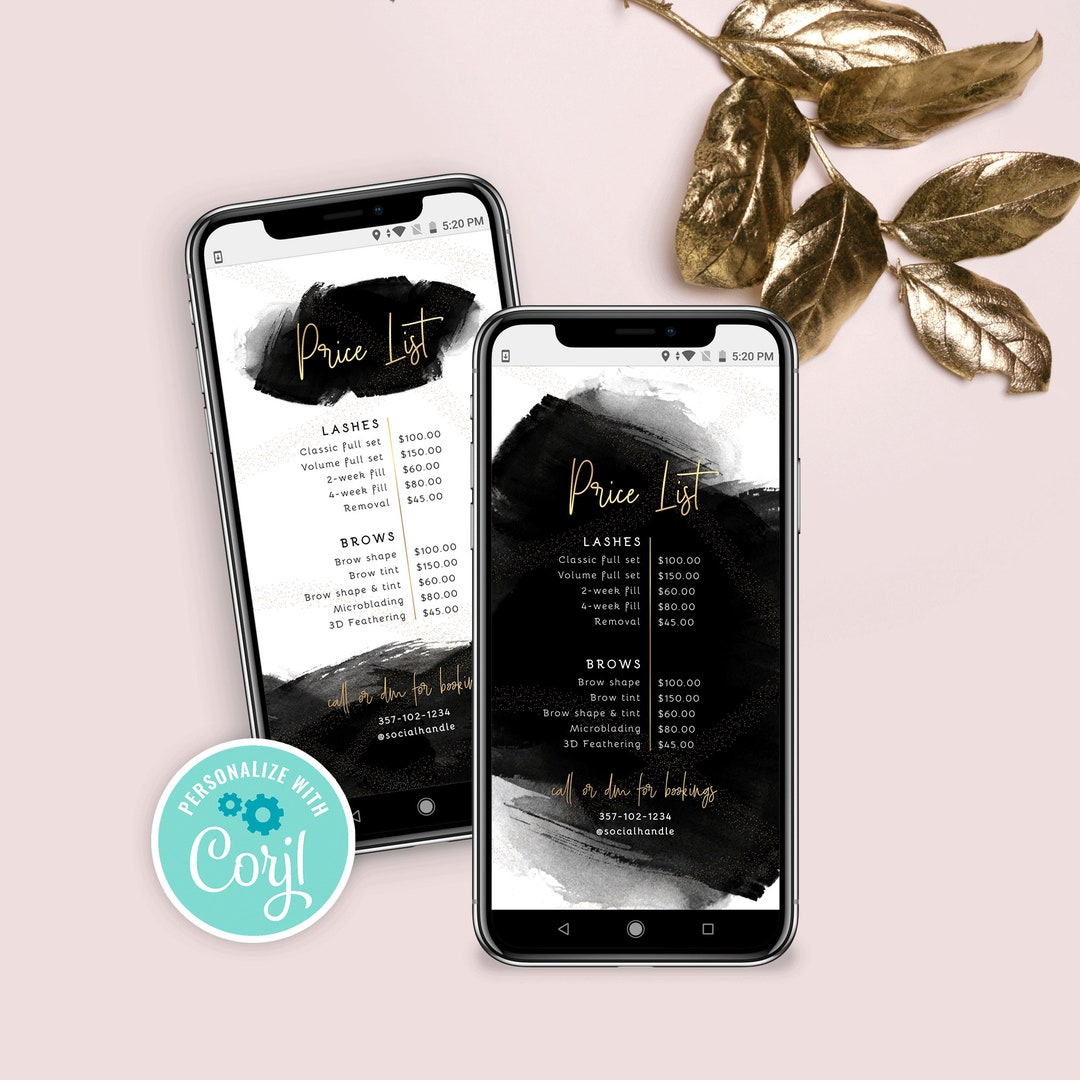 Instagram Price List Template, Insta Story Price List Design, Salon ...