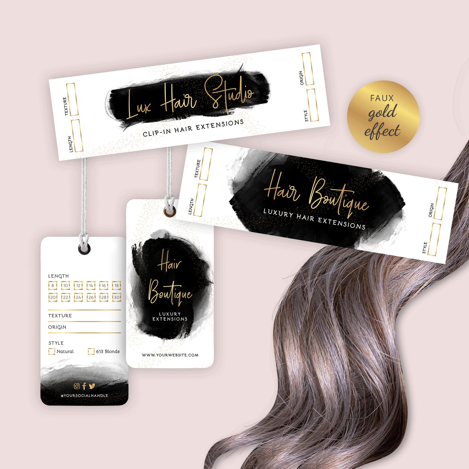 Hair Extensions Bundle Wrap Template Editable Hair Clip Ins - Etsy