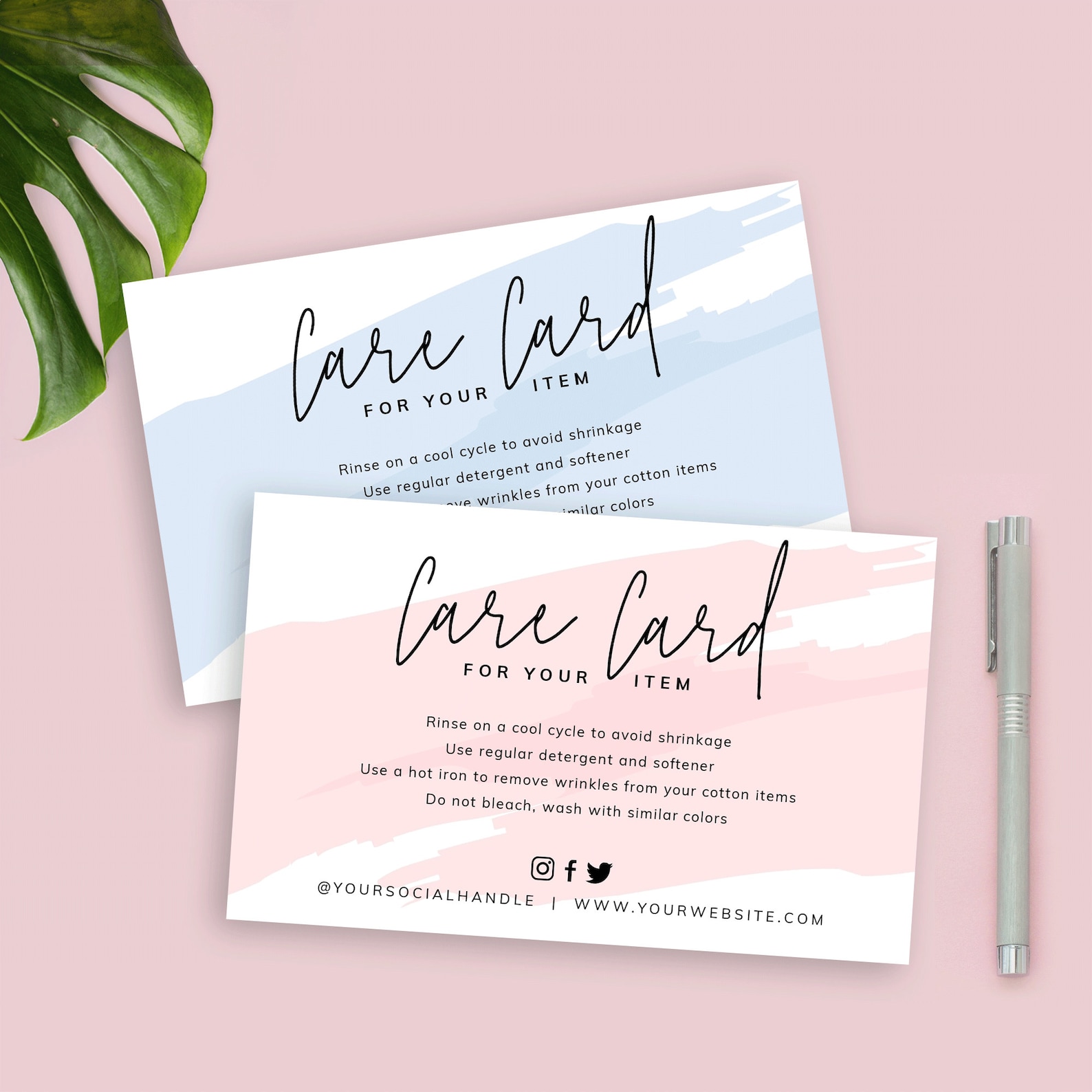 Editable Care Card Template, Care Instructions Card Design, DIY ...