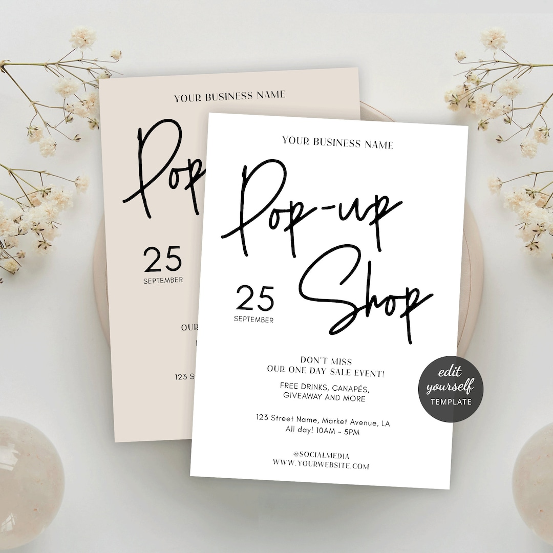Pop up Shop Invitation Template, Boho Design, Craft Market Marketing ...