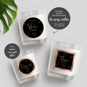 Rose Gold Effect Labels Template, Editable Circle and Square Labels ...