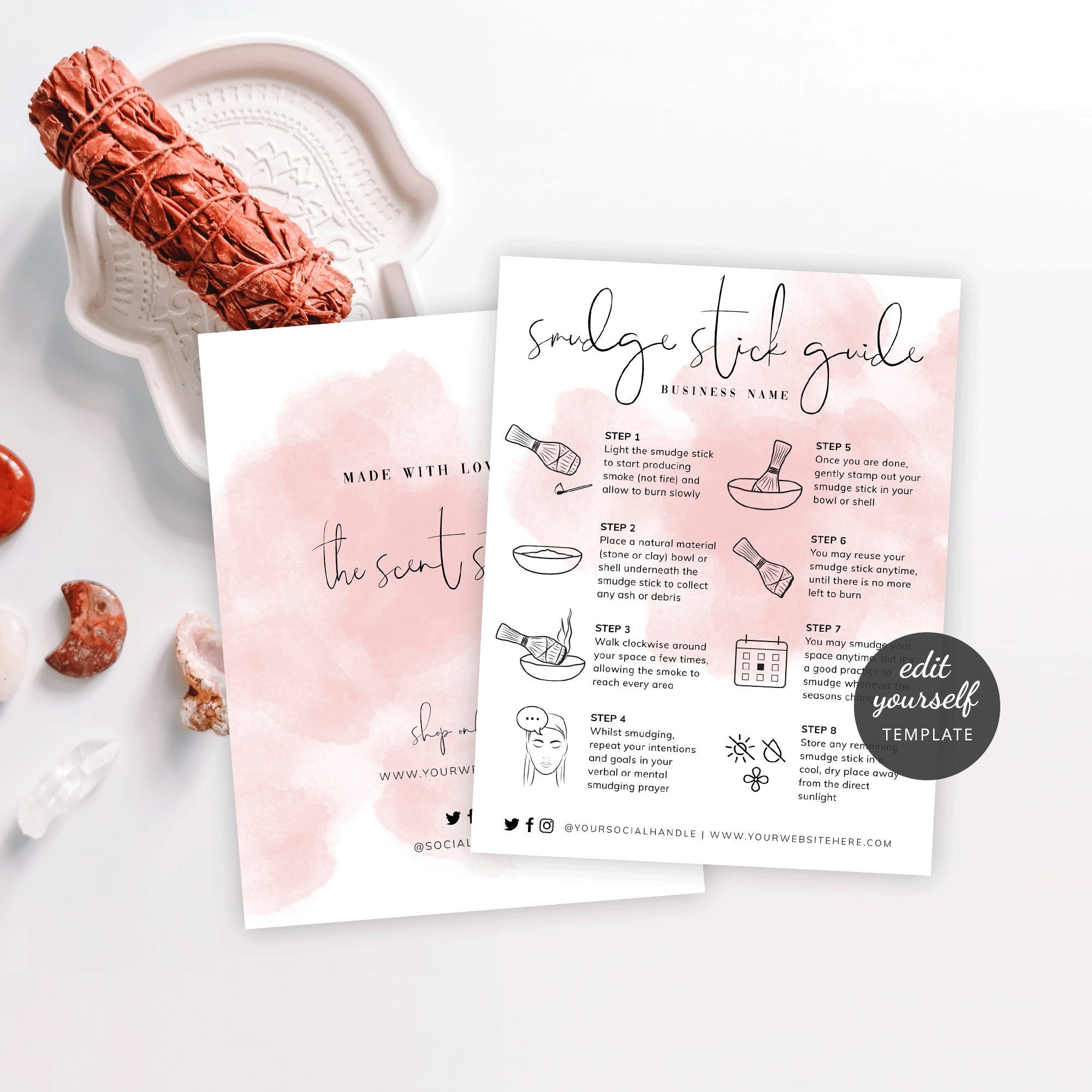 Smudge Stick Care Guide Template How to Smudge Your Home - Etsy Australia