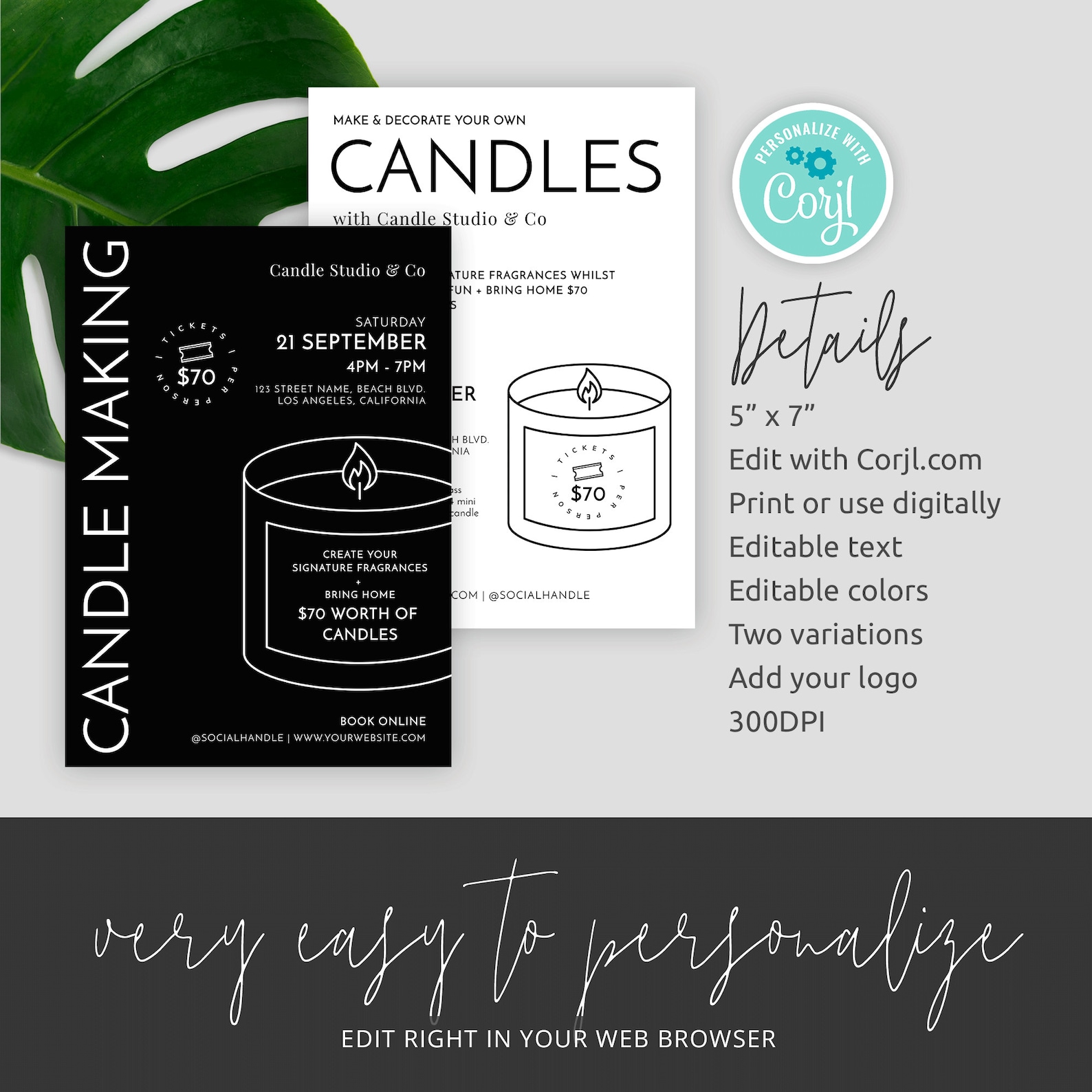 Candle Making Flyer Template Candle Class Promo Flyer - Etsy