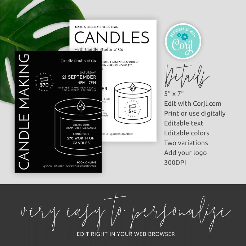 Candle Making Flyer Template Candle Class Promo Flyer - Etsy