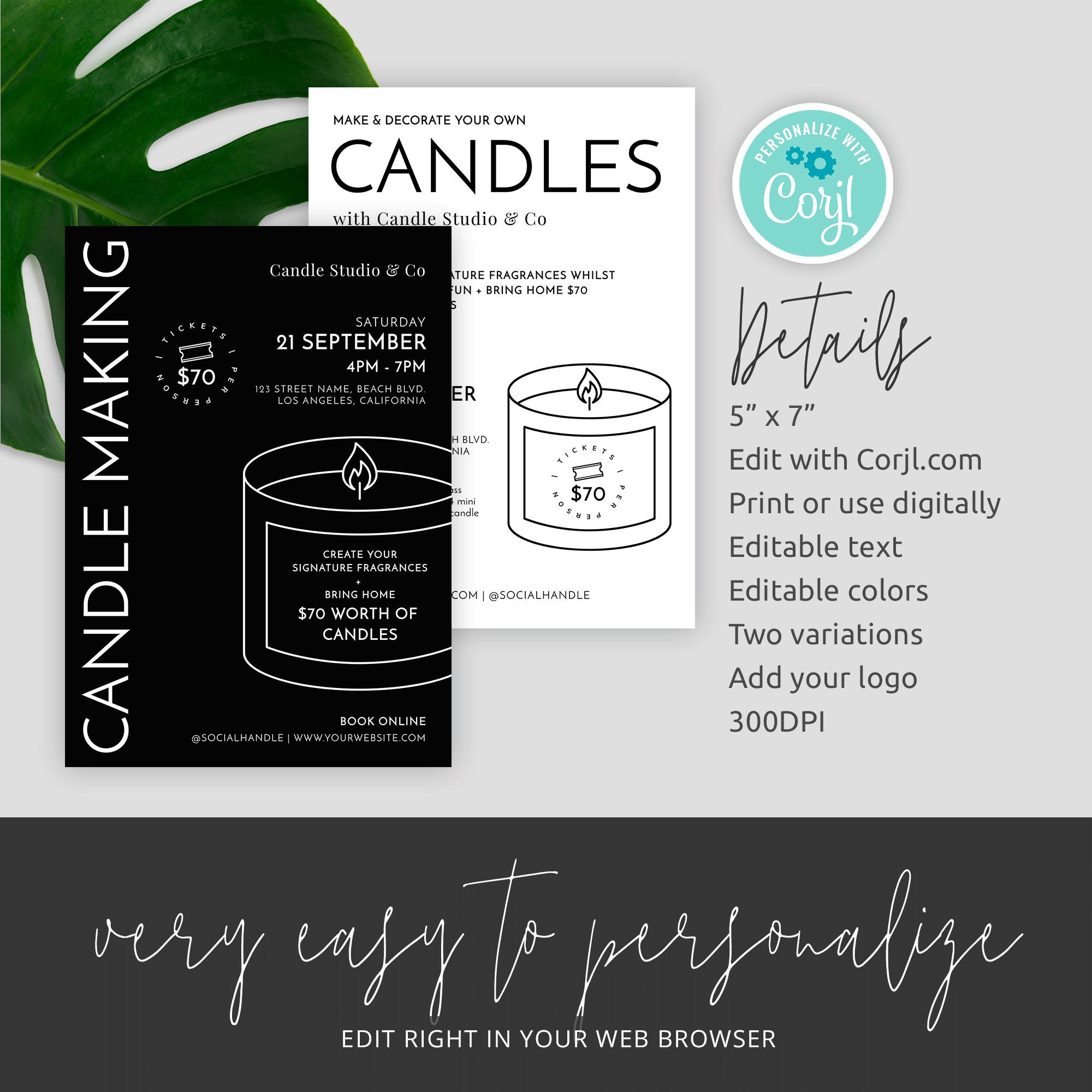 Candle Making Flyer Template Candle Class Promo Flyer - Etsy