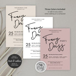 Business Fancy Dress Party Invitation, Company Dress up Event Flyer ...