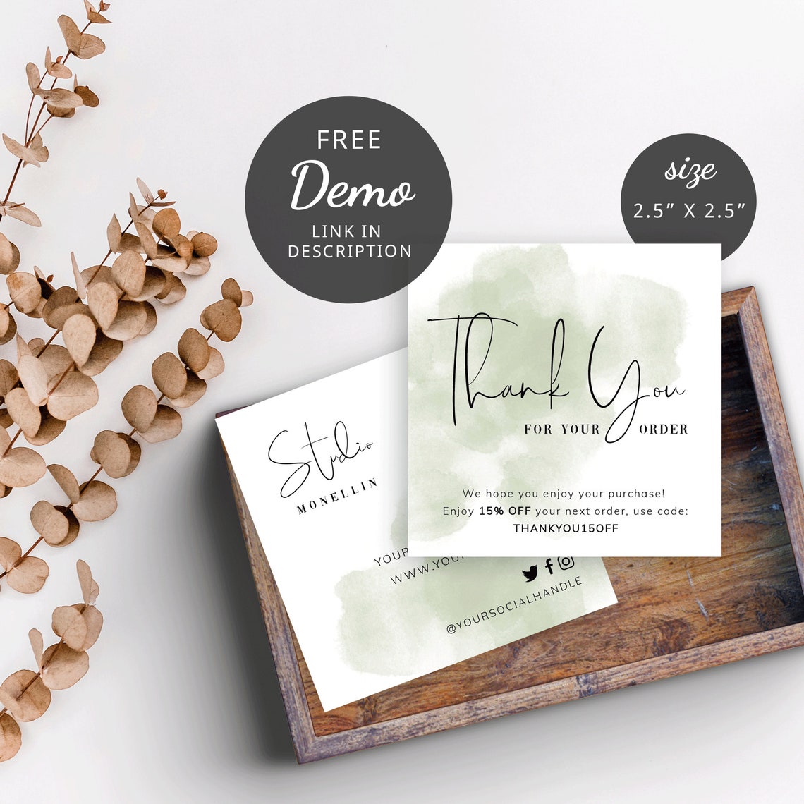 MINI Thank You for Order Card Template, DIY Thank You for Purchase ...