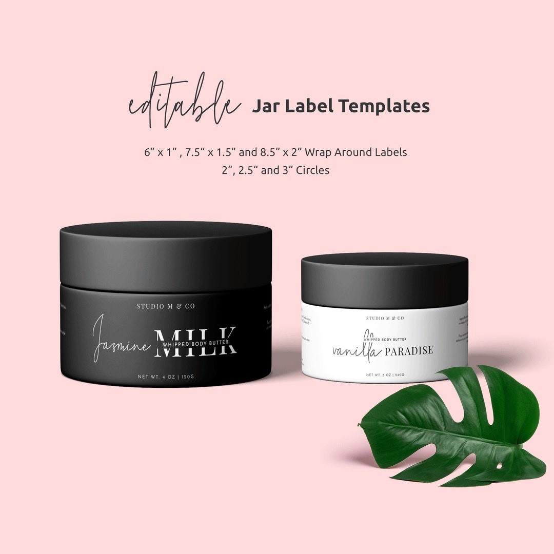 Cosmetics Jar Label Template, Editable Jar Wrap Around Labels ...