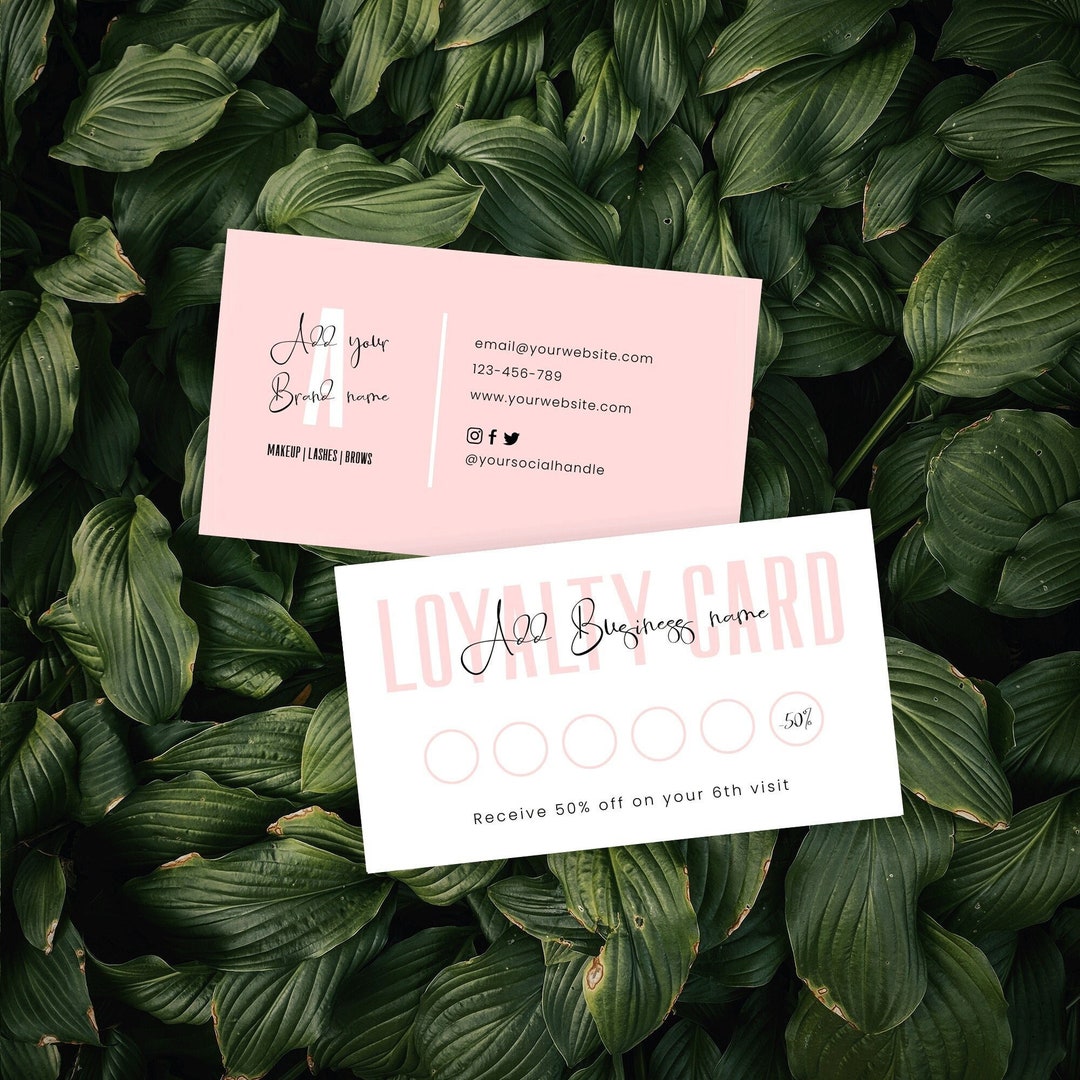 Beauty Loyalty Card Template, DIY Pink & White Reward Cards, Printable ...