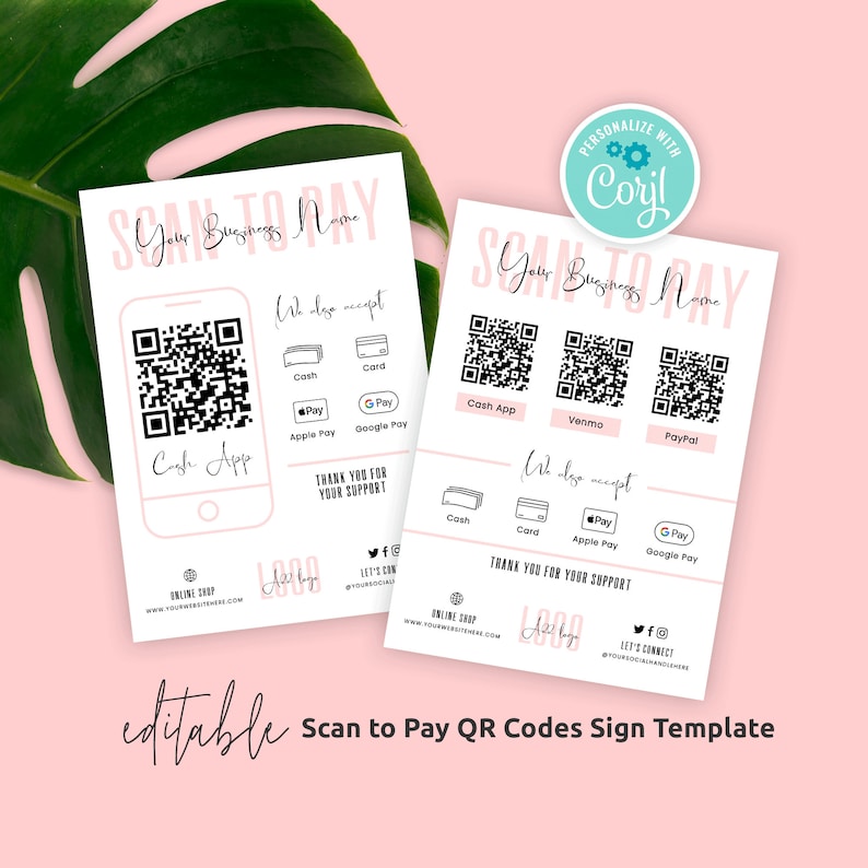 Scan to Pay QR Code Template Editable Scan Here to Pay Poster - Etsy