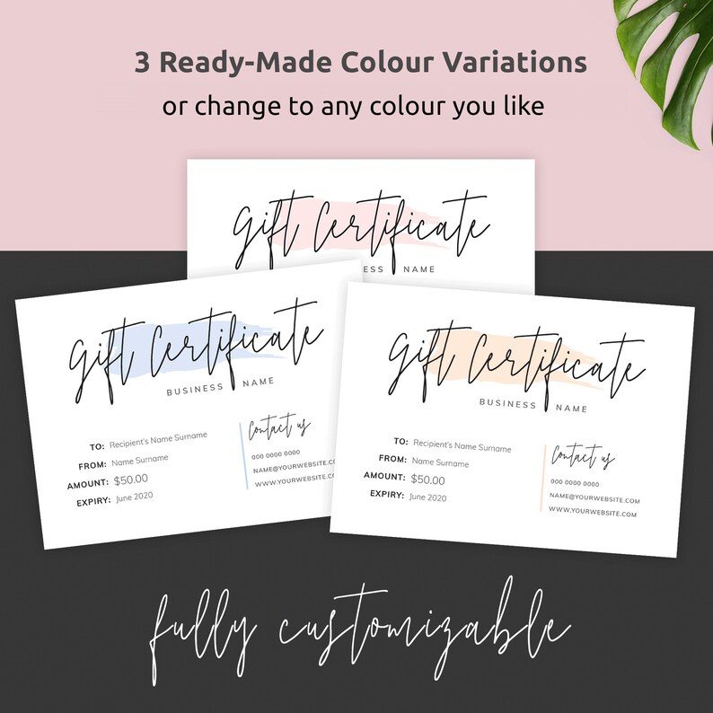 Gift Certificate Template Editable Gift Card Template | Etsy