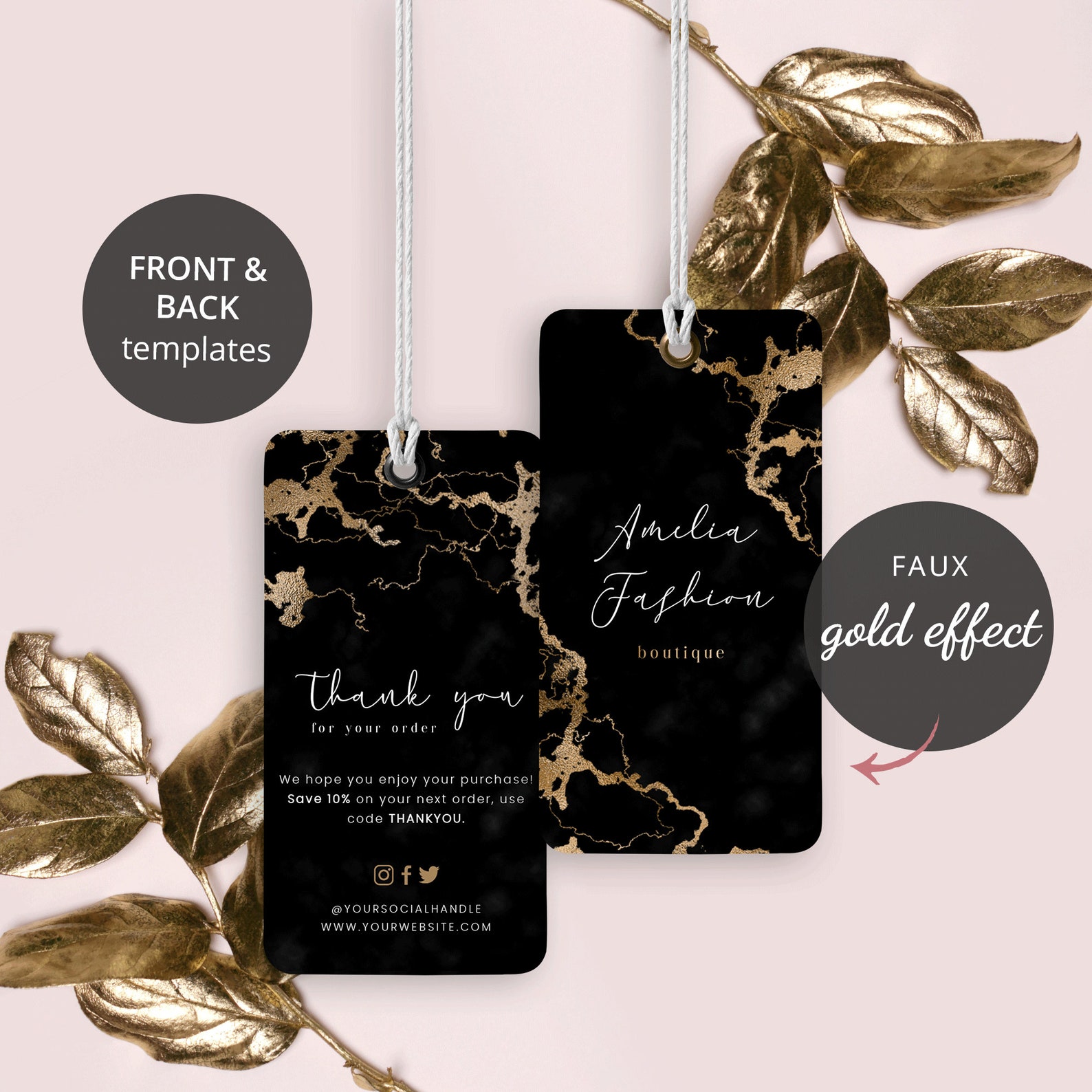 DIY Hang Tags Template, Editable Thank You Tags, Printable Apparel ...