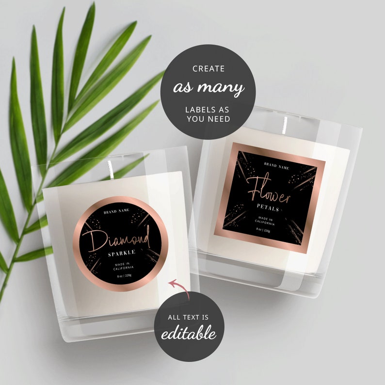 Rose Gold Effect Labels Template Editable Circle and Square | Etsy