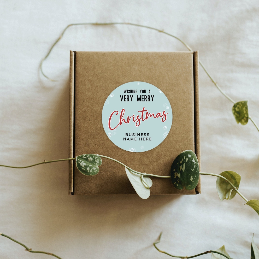 Merry Christmas Circle Labels Happy Holidays Round Sticker - Etsy