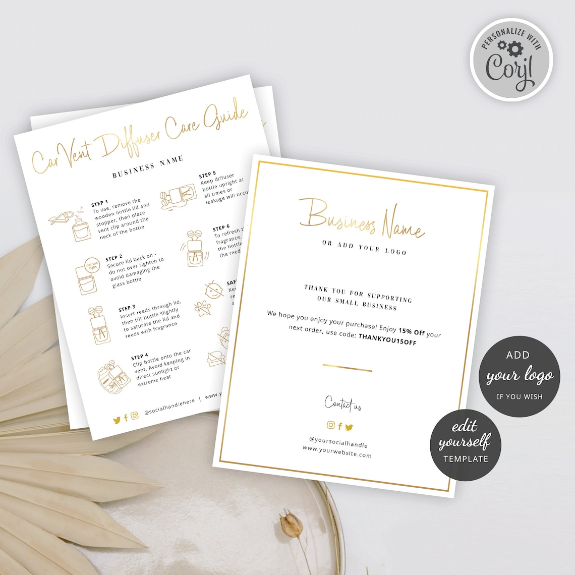 Car Vent Diffuser Care Card Template Car Reed Diffuser Safety - Etsy